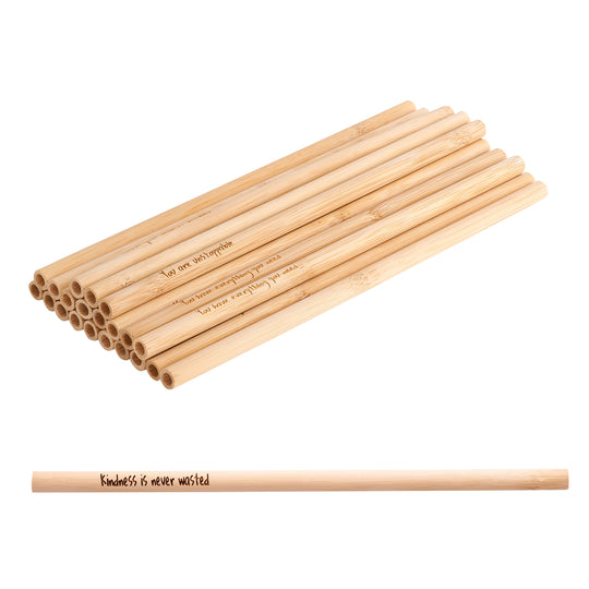 "Uplifted Sip" Reusable Bamboo Straws (7.8", 50-Pack) – Wood & Wonder