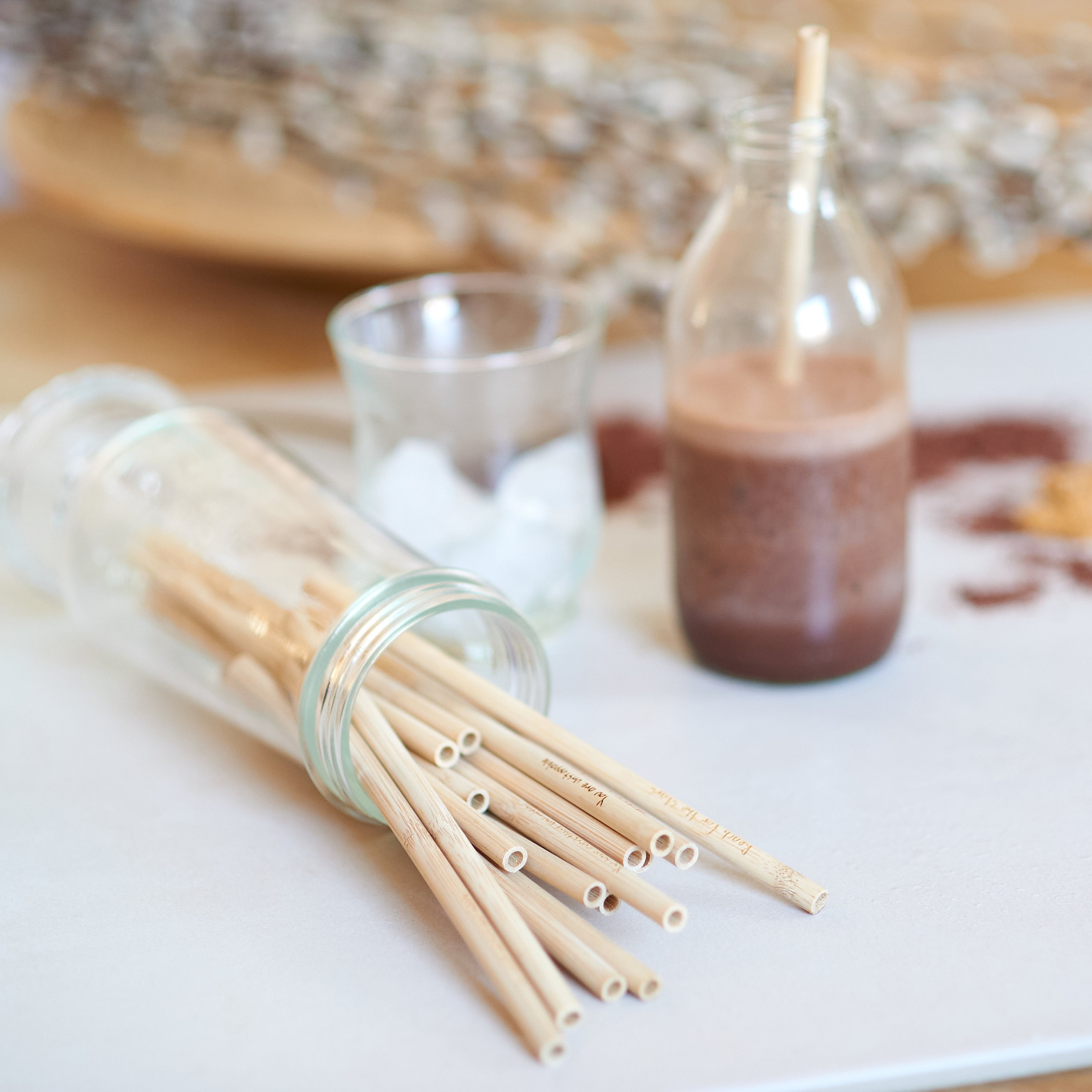 "Uplifted Sip" Reusable Bamboo Straws (7.8", 50-Pack) – Wood & Wonder