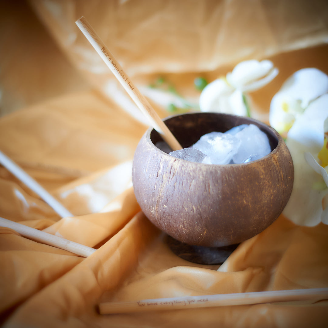 "Uplifted Sip" Reusable Bamboo Straws (7.8", 50-Pack) – Wood & Wonder